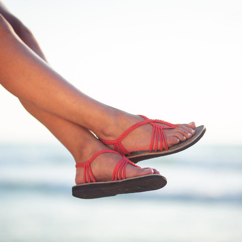 Seashell Summer Sandals for Women | Red - Plaka Sandals