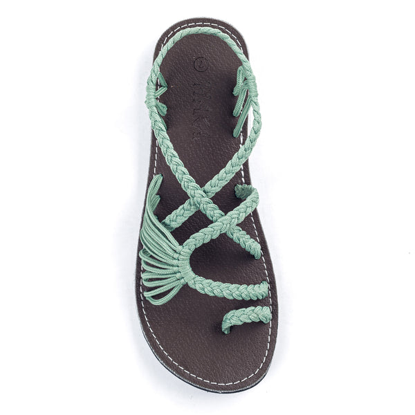 Palm Leaf Flat Women's Sandals | Sage Green - Plaka Sandals