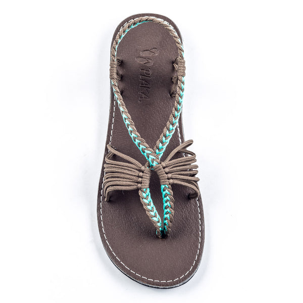 Seashell Summer Sandals for Women | Turquoise-Gray - Plaka Sandals