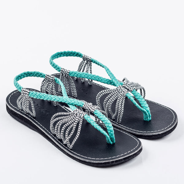 Seashell Summer Sandals for Women | Turquoise-Zebra - Plaka Sandals
